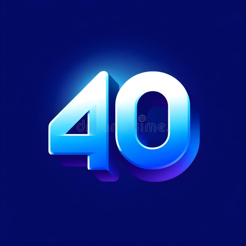 Number 40 Design 3d Vector with Background Blue Dark Stock Illustration ...
