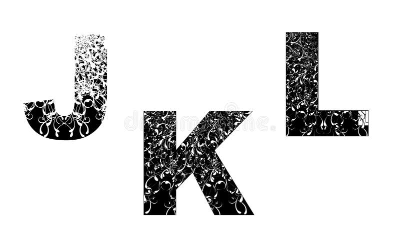 Number Design Element with Floral Texture J-K-L Stock Vector ...