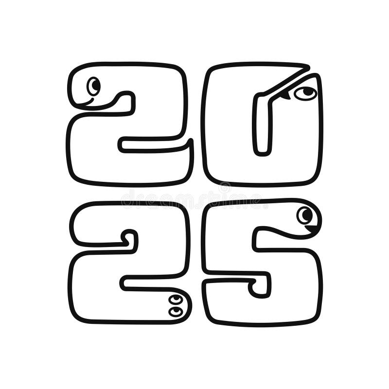 2025 Number Design Made of White Chinese Zodiac Snake. Stock Vector ...