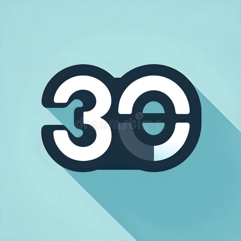 Number 30 Design Vector with Background Blue Cyan Stock Illustration ...