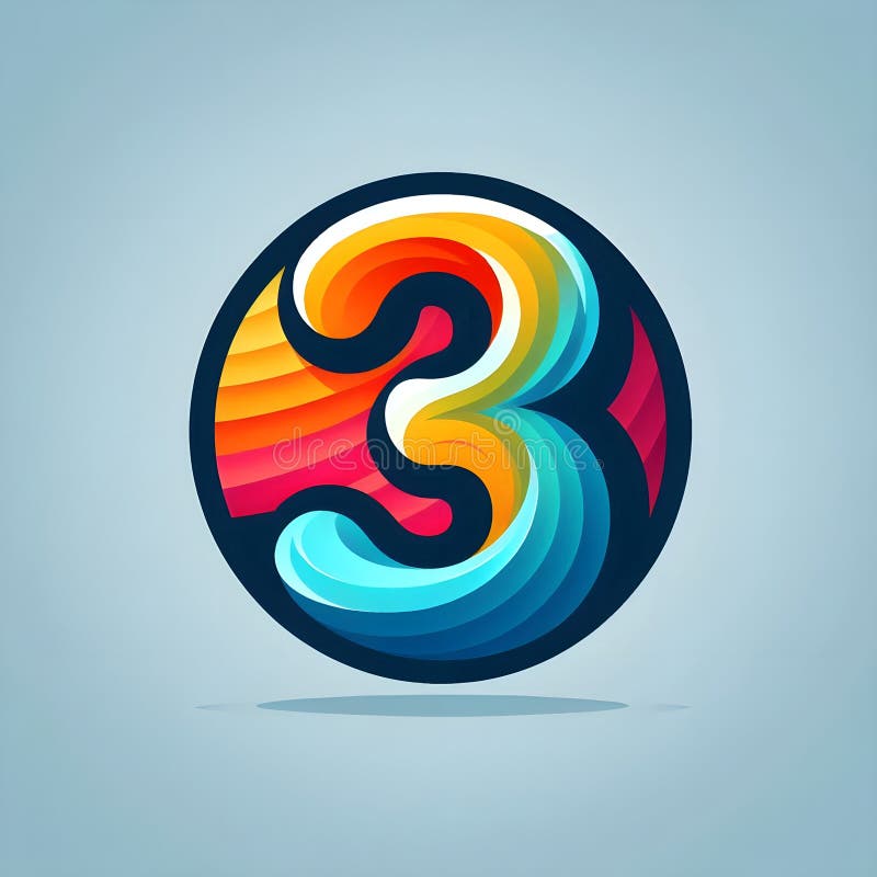 Number 3 Design Vector Logo Ai Generator Stock Illustration ...