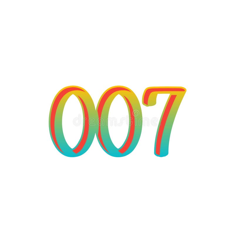 007 Number Design with White Background Stock Illustration ...