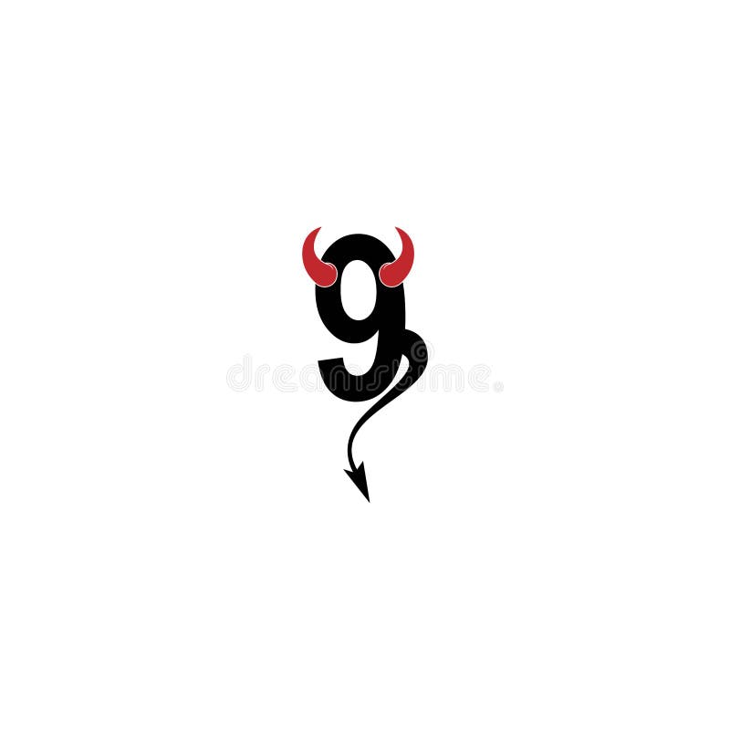 Number 9 with Devil`s Horns and Tail Icon Logo Design Vector Stock ...
