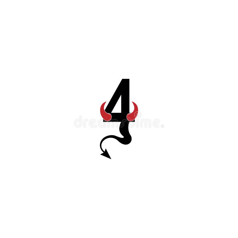 Number 4 with Devil`s Horns and Tail Icon Logo Design Vector Stock ...