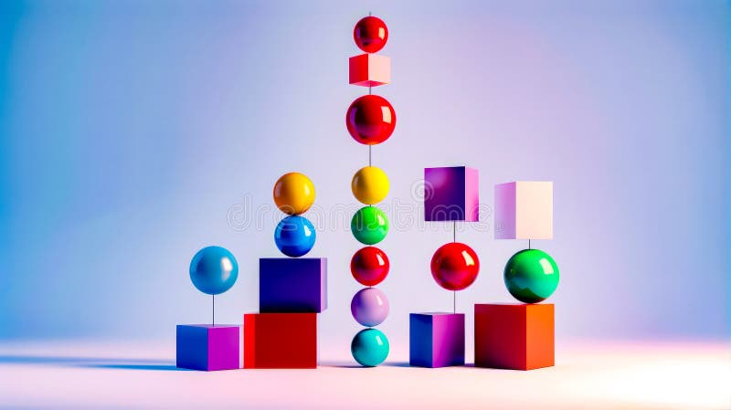 Number of Different Colored Objects on White Surface with Blue Sky in ...