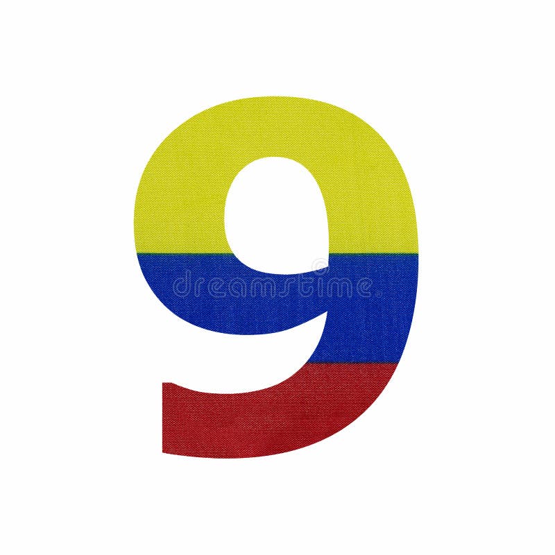 Digit Number 9 - Colombia Flag Colors Stock Illustration - Illustration ...