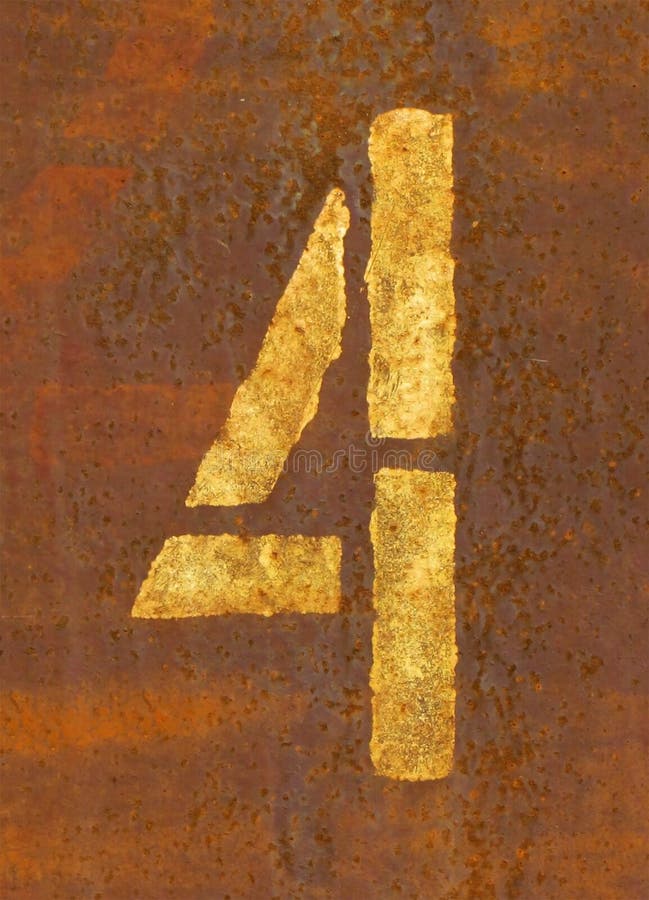 Number 4 Digit Painted on Rusty Metal Surface Stock Image - Image of ...