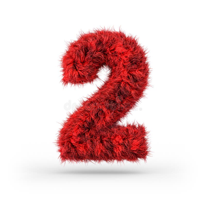 Number 2. Digital Sign. Red Fluffy and Furry Font Stock Illustration ...