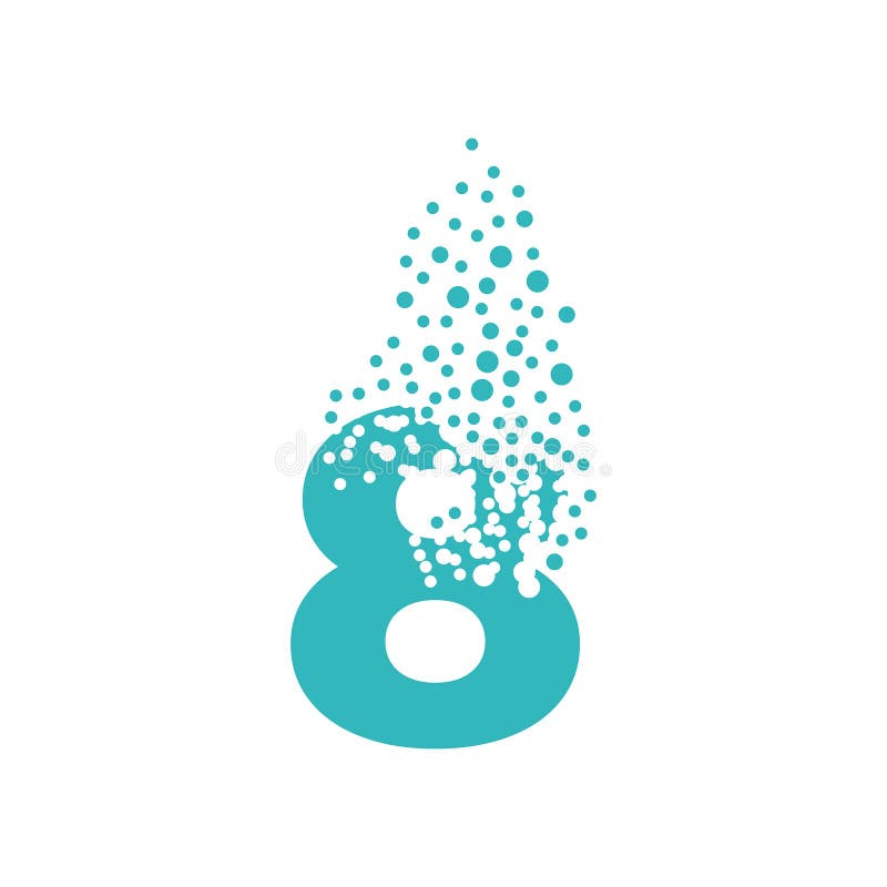 Number 8 Dispersing into a Cloud of Bubbles. Eight Stock Vector ...