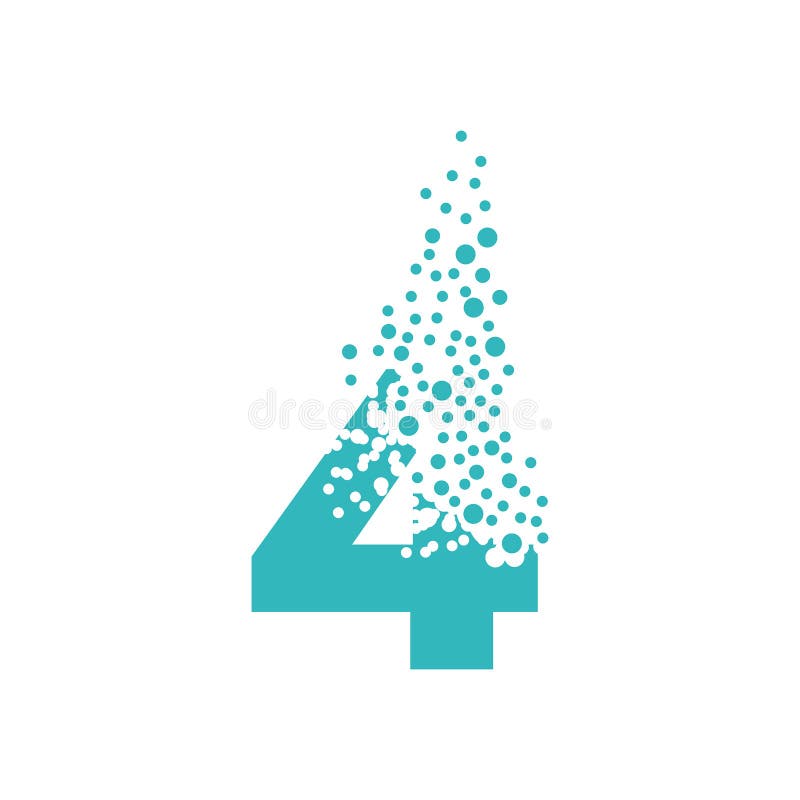 Number 4 Dispersing into a Cloud of Bubbles. Four Stock Vector ...