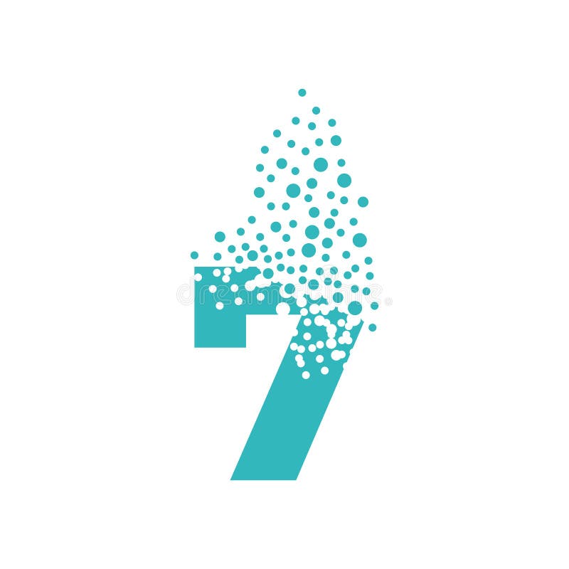 Number 7 Dispersing into a Cloud of Bubbles. Seven Stock Vector ...