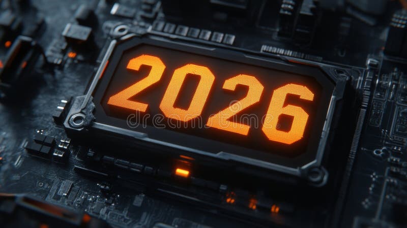 2026 Number Displayed on Futuristic Circuit Board, Depicting ...
