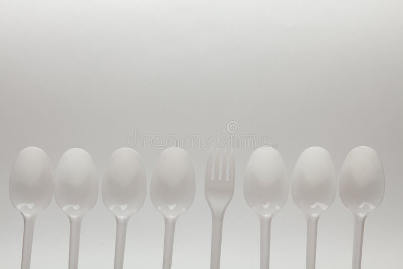 Number of Disposable Spoons and Fork Stock Photo - Image of plastic ...