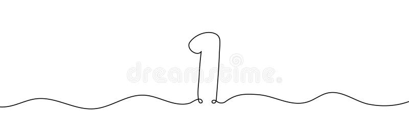 Number 1 is Drawn by Continuous Line Drawing. Editable Line. Vector ...