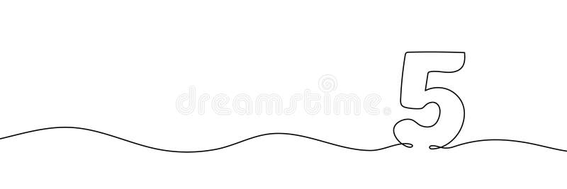 Number 5 is Drawn by Continuous Line Drawing. Editable Line. Vector ...