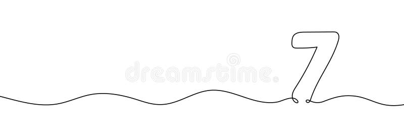 Number 7 is Drawn by Continuous Line Drawing. Editable Line. Vector ...