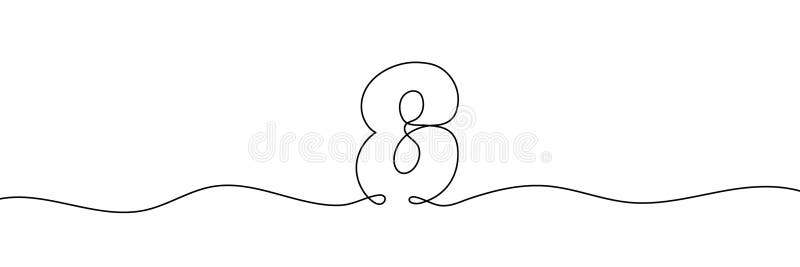 Number 8 is Drawn by Continuous Line Drawing. Editable Line. Vector ...