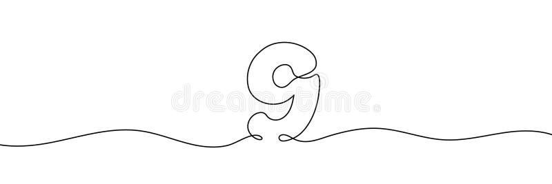 Number 9 is Drawn by Continuous Line Drawing. Editable Line. Vector ...