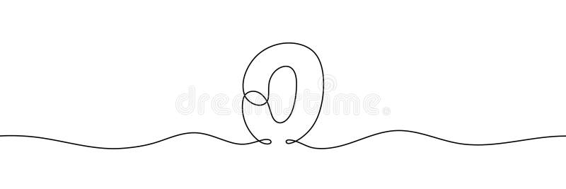 Number 0 is Drawn by Continuous Line Drawing. Editable Line. Vector ...