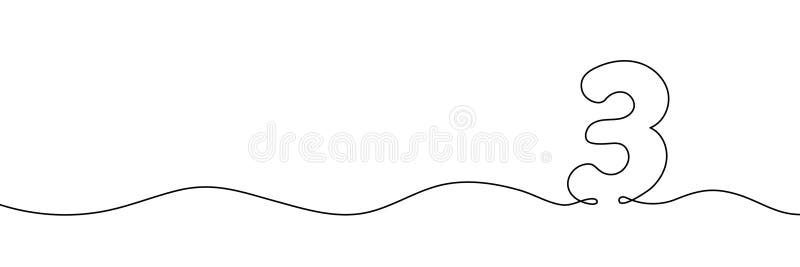 Number 3 is Drawn by Continuous Line Drawing. Editable Line. Vector ...