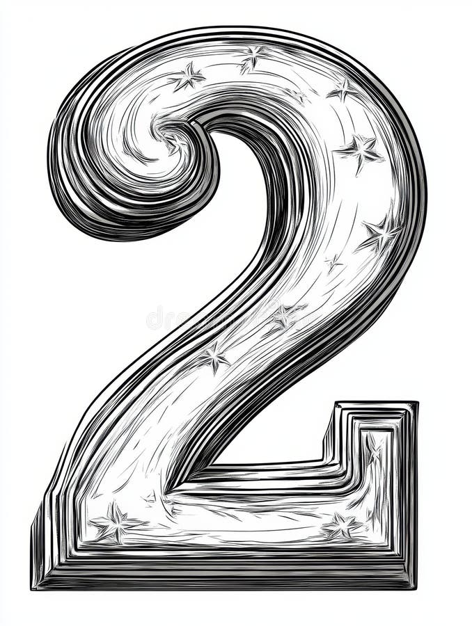 The Number 2 is Drawn in a Stylized Way Depth and Texture Stock ...
