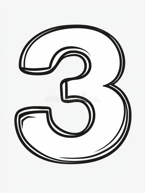 The Number 3 is Drawn in a Very Simple and Basic Way Stock Illustration ...