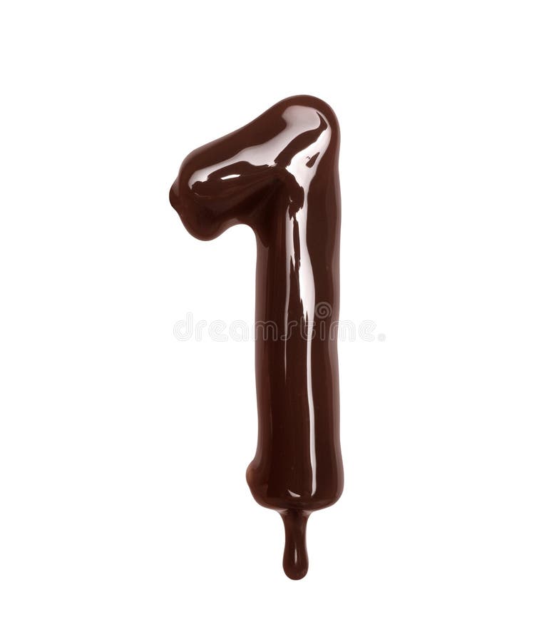 Number 9 with Dripping Drop is Made of Melted Chocolate, Isolated on ...