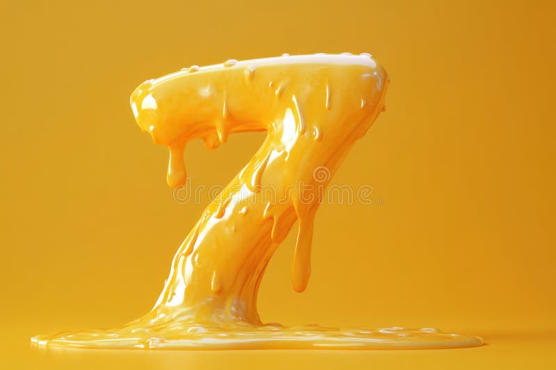 The Number 7 is Dripping with a Yellow Substance, Creating a Messy ...