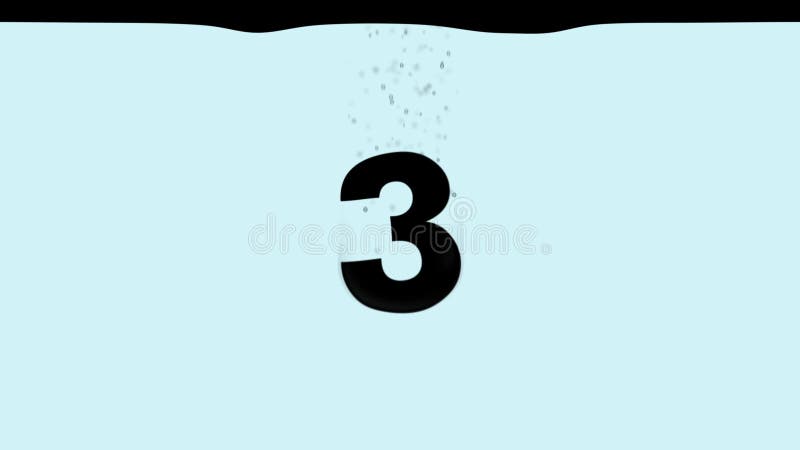 Number 3 Dropped into Water. Number 3 Falling into Water. Liquid Number ...