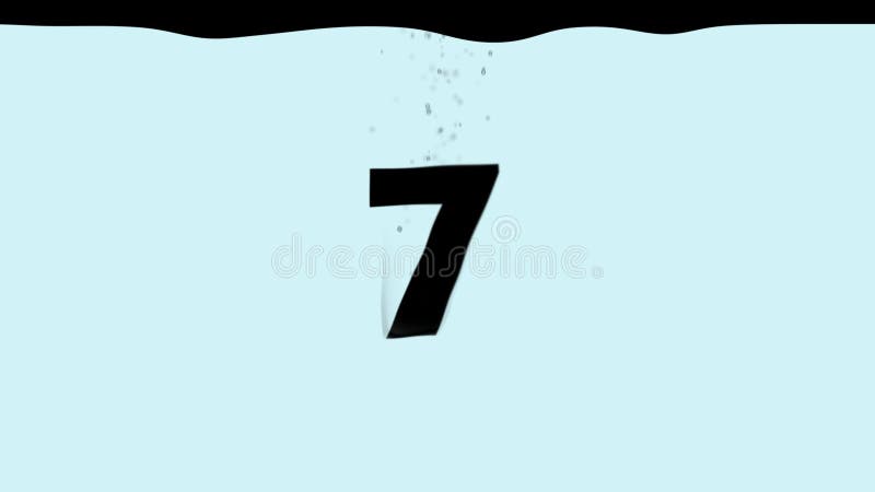 Number 79 Dropped into Water. Number 7 Falling into Water. Liquid ...