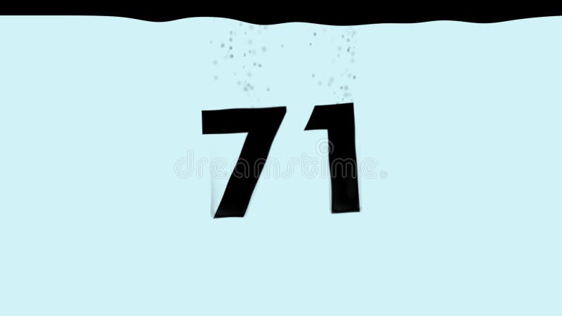 Number 71 Dropped into Water. Number 71 Falling into Water. Liquid ...