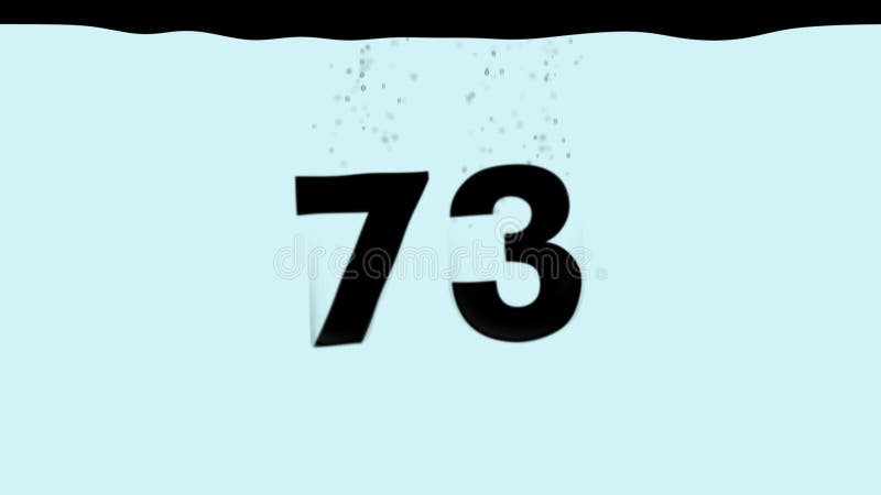 Number 73 Dropped into Water. Number 73 Falling into Water. Liquid ...