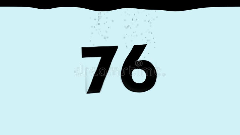 Number 76 Dropped into Water. Number 76 Falling into Water. Liquid ...