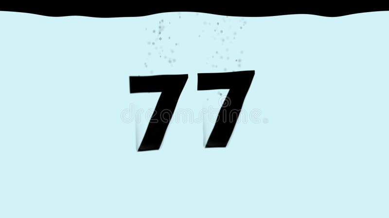 Number 77 Dropped into Water. Number 77 Falling into Water. Liquid ...