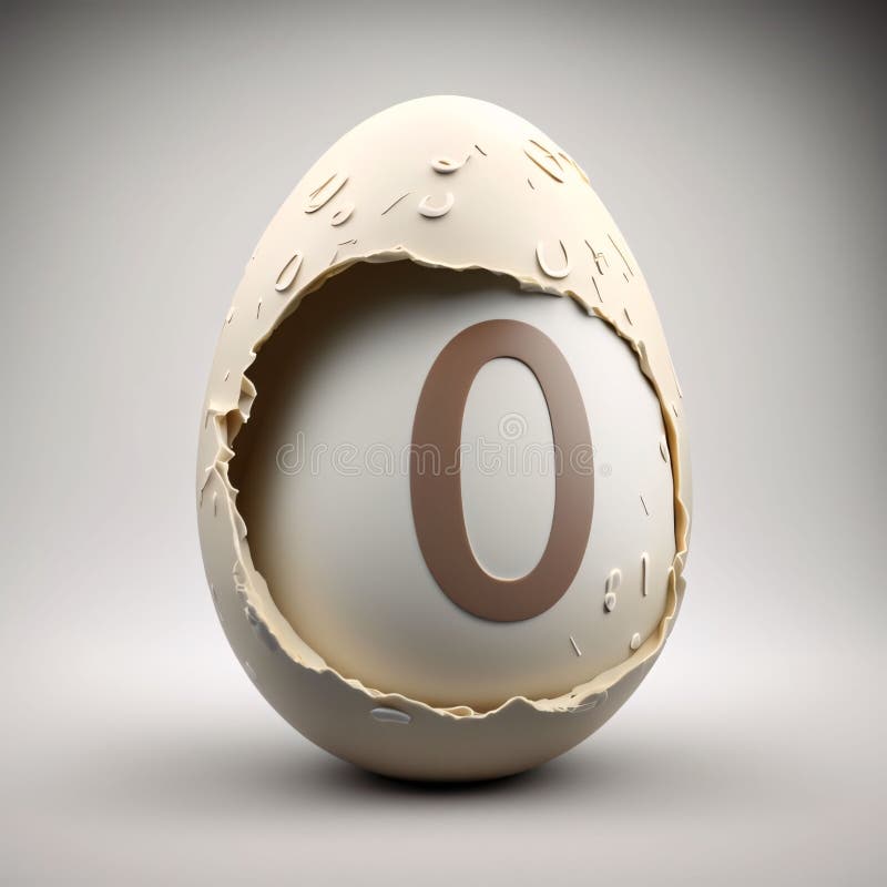 Number 0 in Egg. 3D Render Illustration Isolated on White Background ...