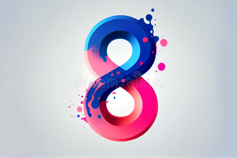 Number 8 - Eight - AI Generated Symbol in Blue and Pink Colors Stock ...
