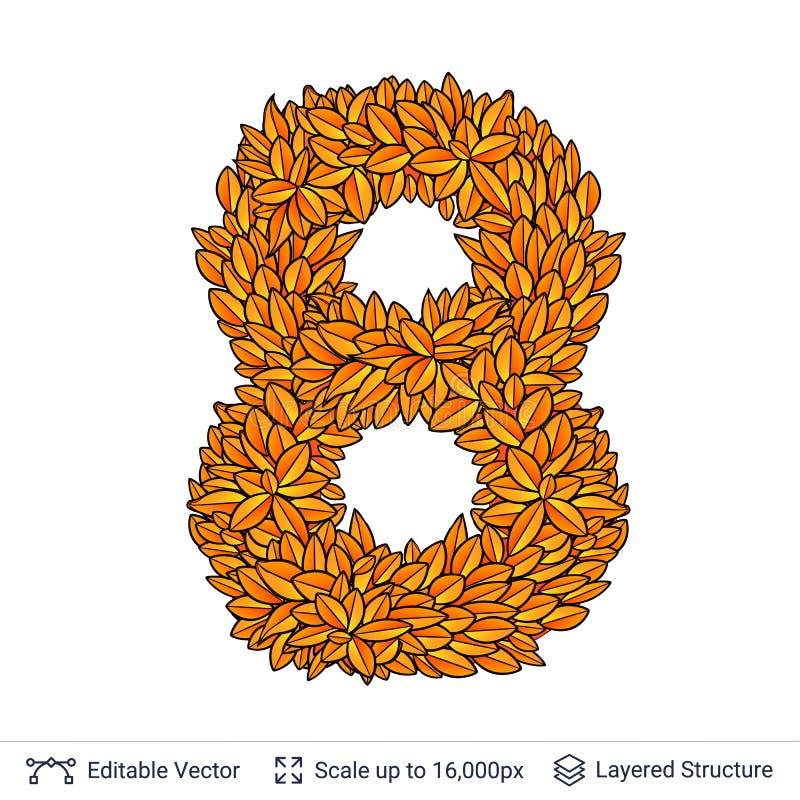 Number Two of Autumn Leaves. Stock Vector - Illustration of number ...