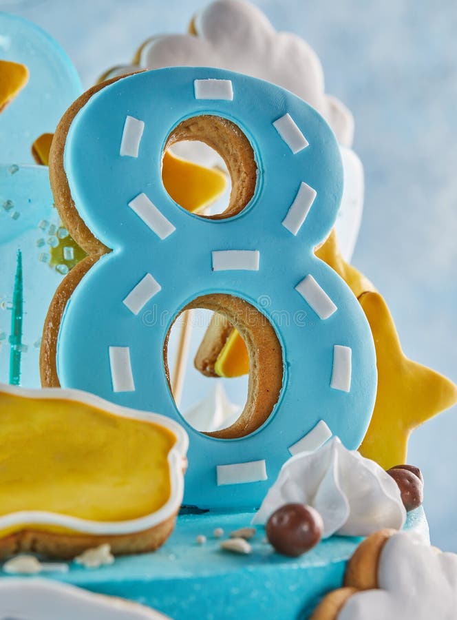 Number Eight on the Birthday Cake, and Space for Text Stock Image ...