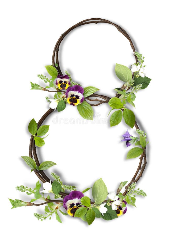 Number Eight from Branches, Leaves and Flowers Stock Photo - Image of ...