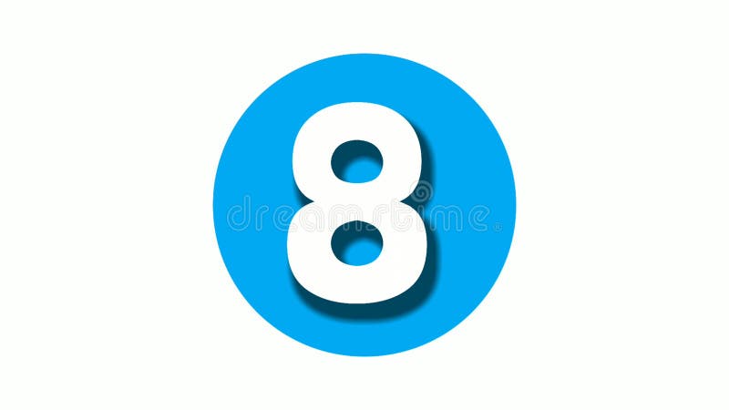 Number 8 Eight Cartoons Animation in Rotating Circle Border on Green ...