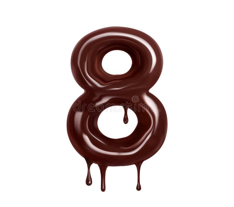 Number Eight Crafted from Glossy Melted Chocolate Stock Illustration ...