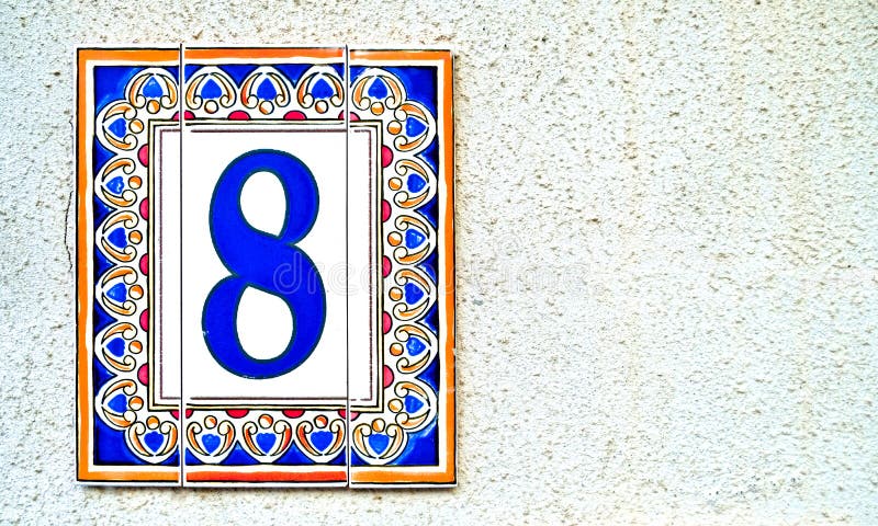 Number 8, Eight, Decorative on White Background with Text Space. Stock ...