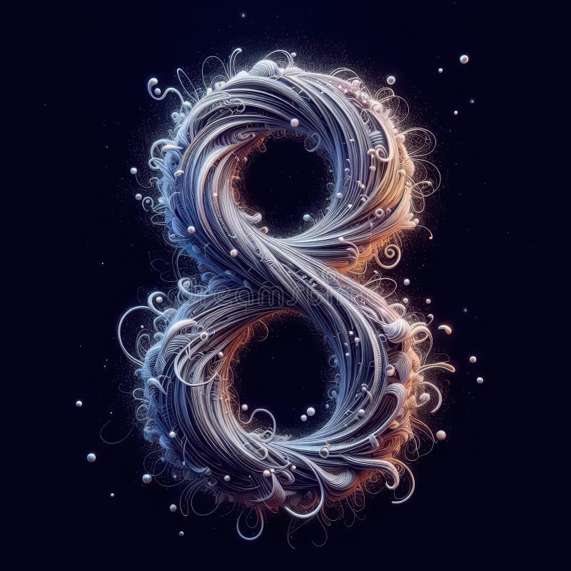 Intricate Design of Number Eight with Flowing Shapes and Textures on a ...