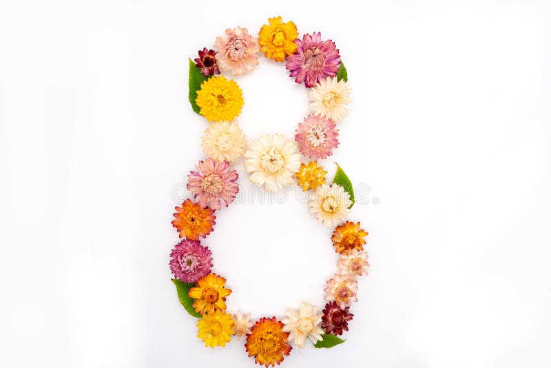 The Number Eight from Dry Flowers on White Stock Image - Image of color ...