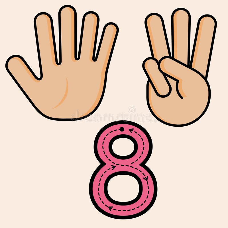 Number 8 - Hand for Kids stock illustration. Illustration of drawing ...
