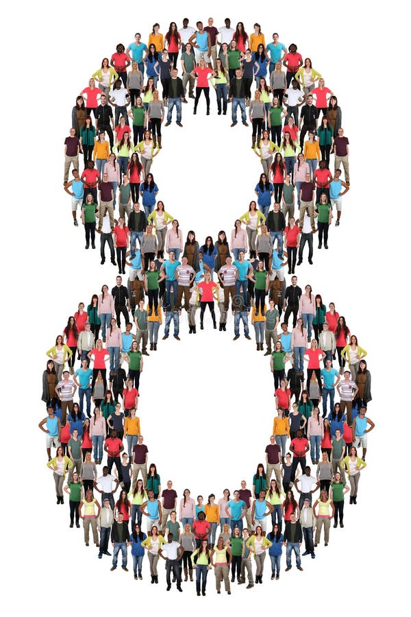 Number Eight 8 Group of People Stock Photo - Image of multiracial ...