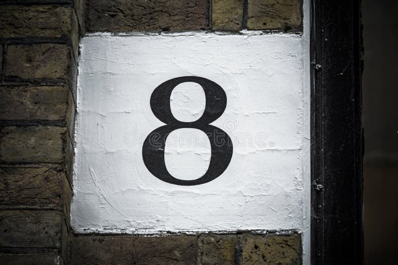 Number Eight Hand Painted on Plaster Background Stock Image - Image of ...