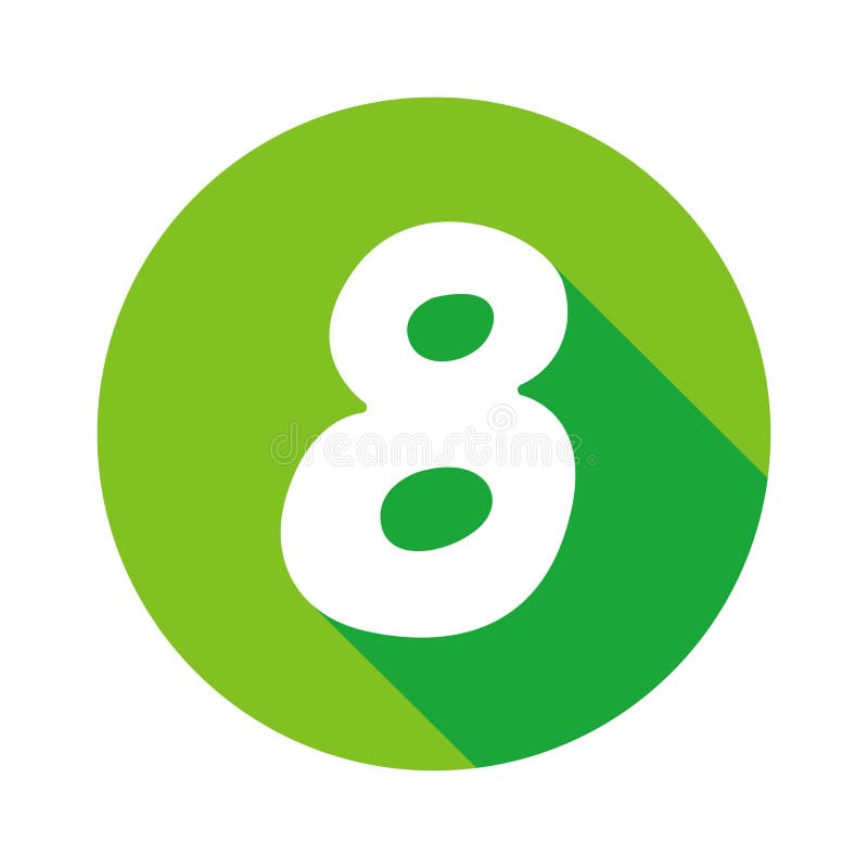 Number 8 Eight Icon Vector Illustration, Flat Design Icon with Long ...