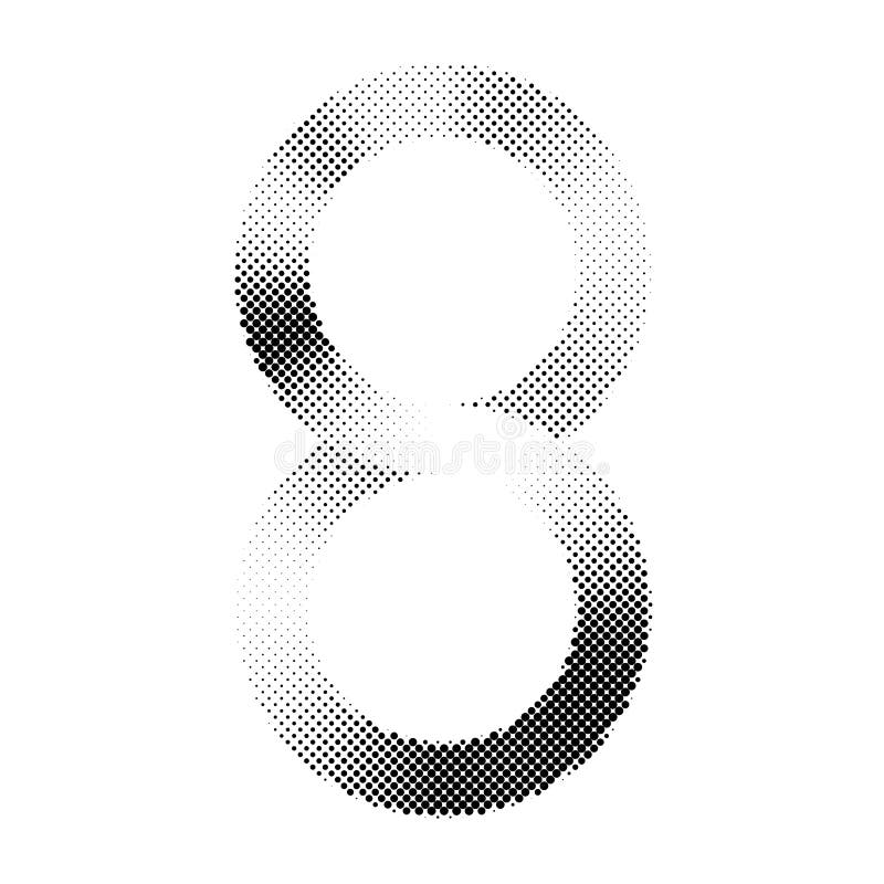Number Eight or the Infinity Symbol with Halftone Printing Technic ...