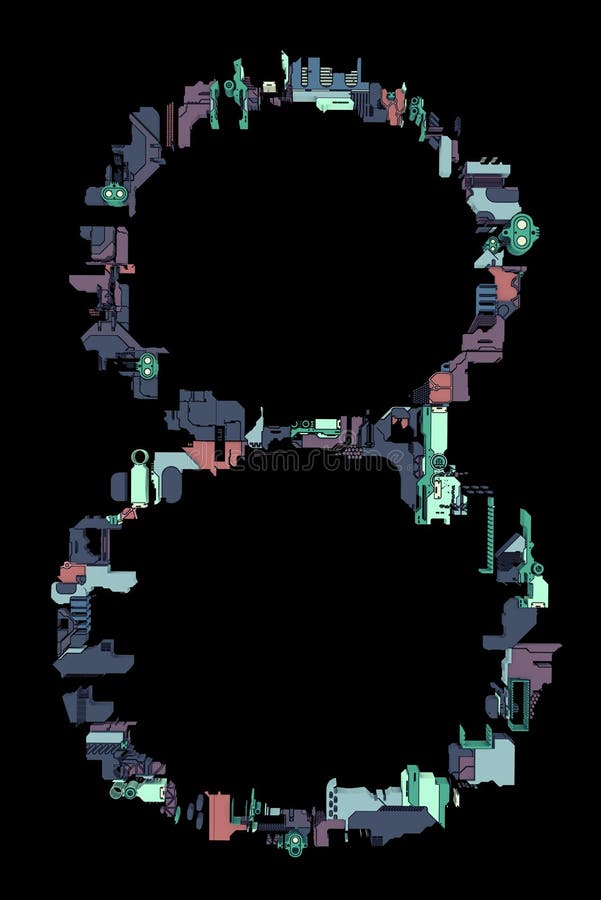 The Number Eight Isolated on Black Background Stock Illustration ...